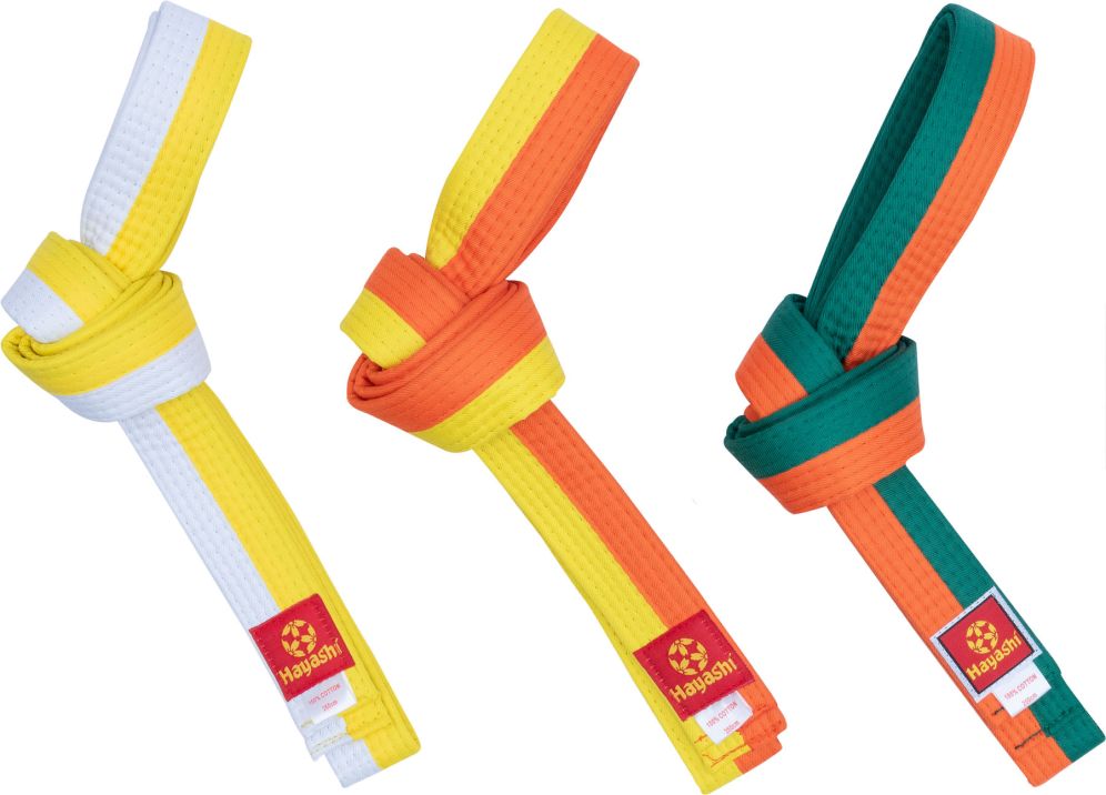 Two-colored Budo belts for the way to the next Kyu degree | Budoland ...